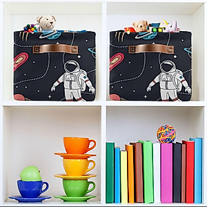 Aslsiy Toy Storage Basket Space Planet Nursery Bins Galaxy Baby Toys Box Canvas Clothes Shelf Basket Laundry Hamper Gift Basket for Home Dorm Closet 1 Pcs