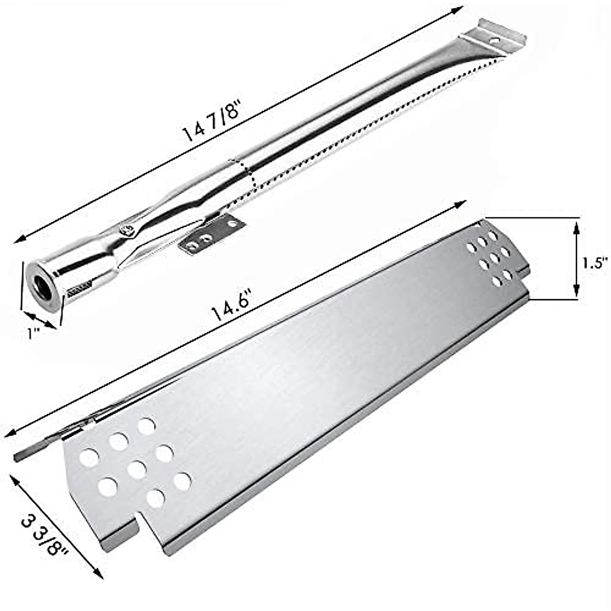 MikeGarden Replacement Parts for Nexgrill 720-0830H 720-0830D 720-0888N 720-0783E 720-0888 BHG 720-0783W 720-0783H Grill Master 720-0697 2 Pack Grill Grate 4 Pack Grill Burners and Heat Plates