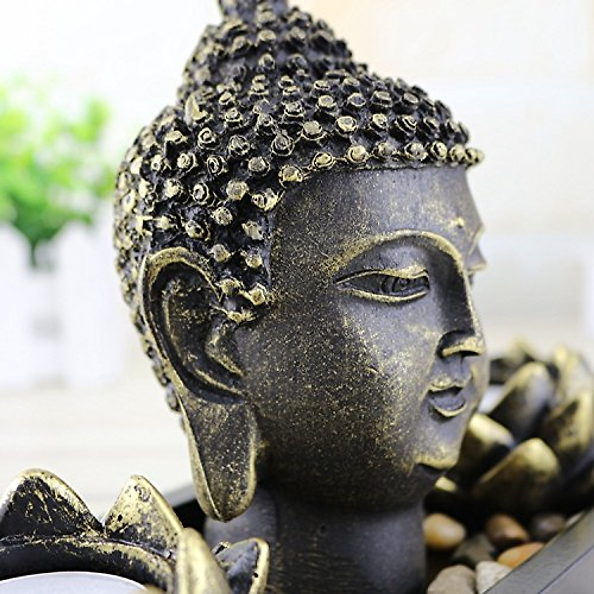Tabletop Buddha Head Lotus Tea Light Candle Holder Home Decor Relaxing Gift Zen Garden Series