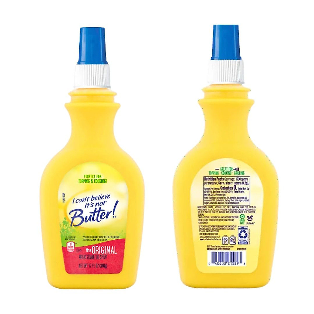 I Can't Believe It's Not Butter Spray 12 oz (2-Pack) Non Dairy Butter Alternative, Plant Based Butter Spray for Popcorn, Cooking, Vegetables and More - Bundled with STPLLC fridge magnet