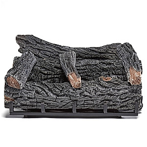 Duluth Forge DLS-N22T Natural Gas Ventless Fireplace Logs Set with Thermostat, Use with Natural Gas, 32000 BTU, Heats up to 1100 Sq. Ft, Winter Oak, 22 Inches