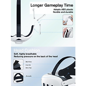 CNBEYOUNG Adjustable Head Strap Compatible with Quest 2 Quest 3, Replacement for Quest 2/3 Elite Strap Accessories for Enhanced Support and Comfort in VR