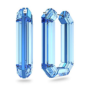 SWAROVSKI Lucent hoop earrings, Blue, Rhodium Finish
