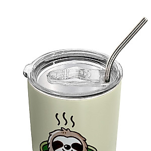 20oz Sloffee Sloth Tumbler, Gifts for Sloth Lovers, Coffee Thermos for Women, Stainless Steel Double Wall Vacuum Insulated Coffee Mug, Travel Cup with Lid