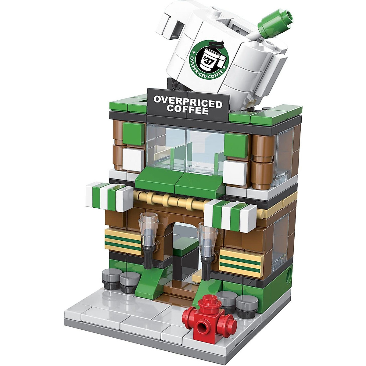 Brick Loot Mini City Overpriced Coffee Shop Set, Toy Building Blocks, Custom Designed Model Kit for Adults & Kids Age 6+, Compatible with Lego and Major Toy Building Block Brands, 208 Pieces