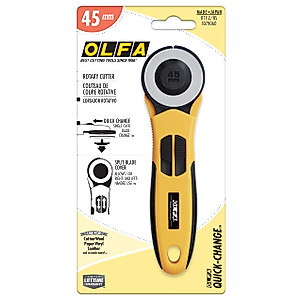 OLFA 45mm Quick-Change Rotary Cutter (RTY-2/NS) - Rotary Fabric Cutter w/ Split Blade Cover for Crafts, Sewing, Quilting, Replacement Blade: OLFA RB45-1