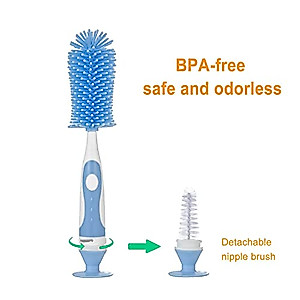 CHEMIMOSO Multifunctional Cleaning Brush,Baby Bottle Brush,Bottle Brush Cleaner Set 3, Pink, Silicone and Nylon Brush