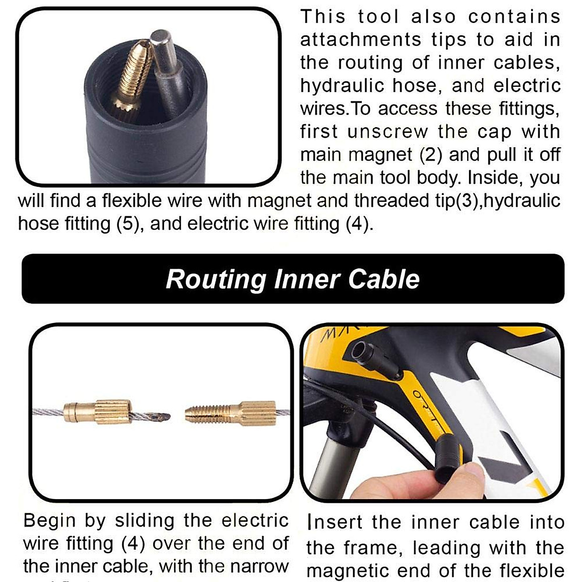 Internal Cable Routing Tool Shift Cable Wire Kit with Magnet, Removable , Wires, Fittings for MTB Road Bike Product Name