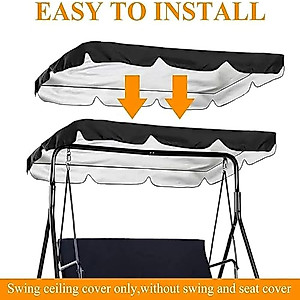 BTURYT Swing Chair Canopy Replacement, Swing Canopy Cover Rainproof Oxfords Cloth 2 and 3 Seater Swing Seat Replacement Awning Canopy Cover for Outdoor Patio Garden