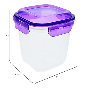 Surefresh Tall Square Plastic Containers with Clip-Lock Lids, Food Storage Containers, Deli, Slime, Soup, Meal Prep Containers 54 Oz | BPA Free | Leakproof | Easily Snap, Clear, 218466