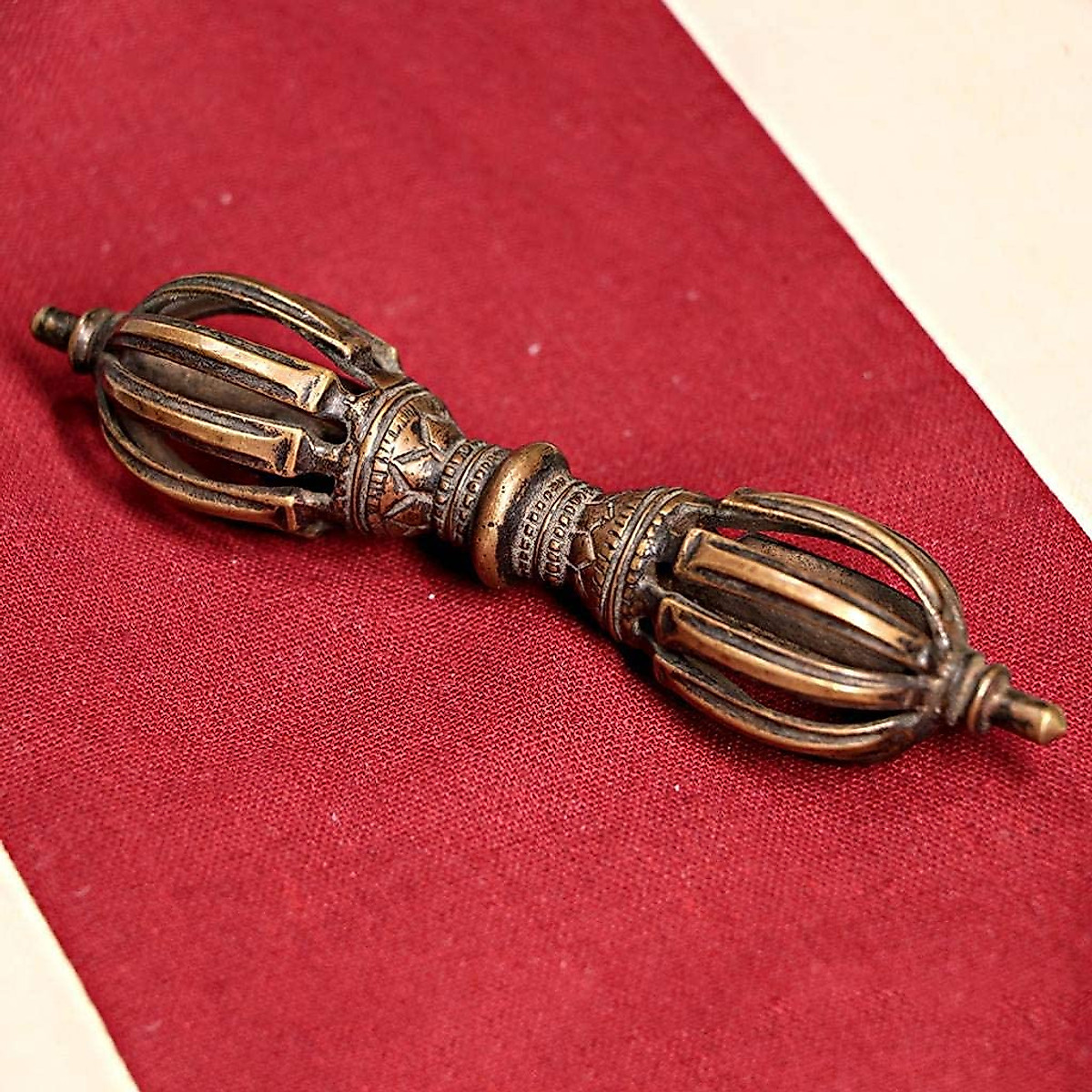 Gandhanra Powerful Vintage Tibetan Buddhism Dharma Ritual Vajra Dorje,Nine-pronged Phurba Pestle,Tantric Energy Device, Handmade in Nepal