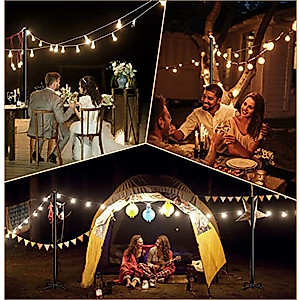 Queension 10ft Outdoor String Light Pole for Outside String Lights, Garden Lawn Metal Lighting Stand for Holiday Parties Bistro Weddings, 2pack