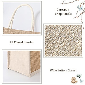10 Pcs Burlap Jute Bags Jute Totes with handle Burlap Jute Gift Totes Burlap Welcome Bags for Women Bridesmaid Wedding Beach (12.6 x 8.66 x 5.12 Inch)