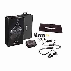 Shure SE846 Wired Sound Isolating Earbuds, High Definition Sound + Natural Bass, Four Drivers, Secure in-Ear Fit, Detachable Cable, Durable Quality, Compatible with Apple & Android Devices - Black