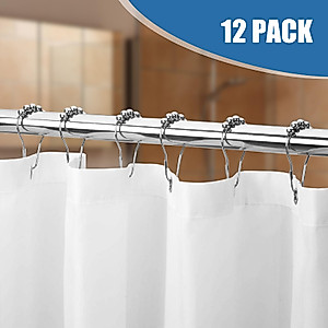 Shower Curtain Hooks Rings for Bathroom - 12 Pcs Stainless Steel (Silver Pear-Shape)