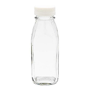 Restaurantware French Countryside 10 Ounce Juice Bottles 10 Square Juicing Bottles - With Tamper-Evident Caps Reusable Clear Glass Juicing Storage Bottles For Smoothies Milk Tea And More