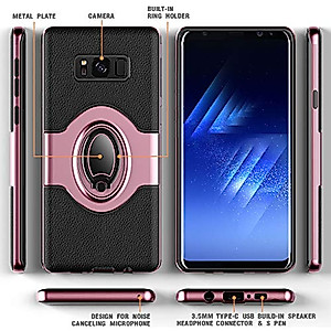eSamcore Samsung Galaxy S8 Case Ring Holder Kickstand Cases + Dashboard Magnetic Phone Car Mount [Rose Gold]