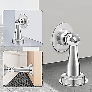 Magnetic Door Stop, Direct mounting Without Turning Holes，Magnetic Door Stoppers for Bottom of Door, Protect The Door from Collision When Opened (Silver 1)