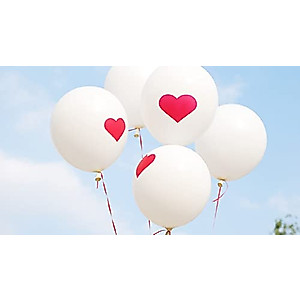 Valentine's Day Balloon 50 Pcs 12 inch Red and White Latex Balloon with Heart for Party Decor,Heart Balloons Latex for Romantic Night,Wedding,Valentines Day Party,White Red Heart Balloon