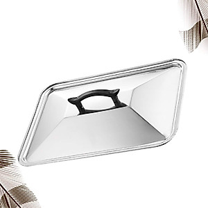 Cabilock Stainless Steel Pan Cover Lid for Chafing Dishes and Steam Table Pans Rectangle Pan Lids for Food Warmer Buffet Serving Chafing Dishes Without Window L