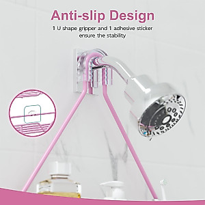 TreeLen Pink Shower Caddy Over Shower Head, Pink Bathroom Accessories, Gift for Girlfriend, Wife, Little Girl