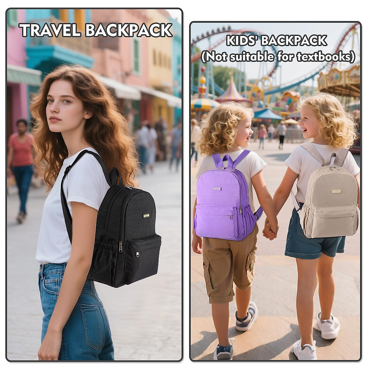 AOTIAN Small Lightweight Nylon Casual Travel Hiking Bag Daypack Backpack for Girls and Women Blue