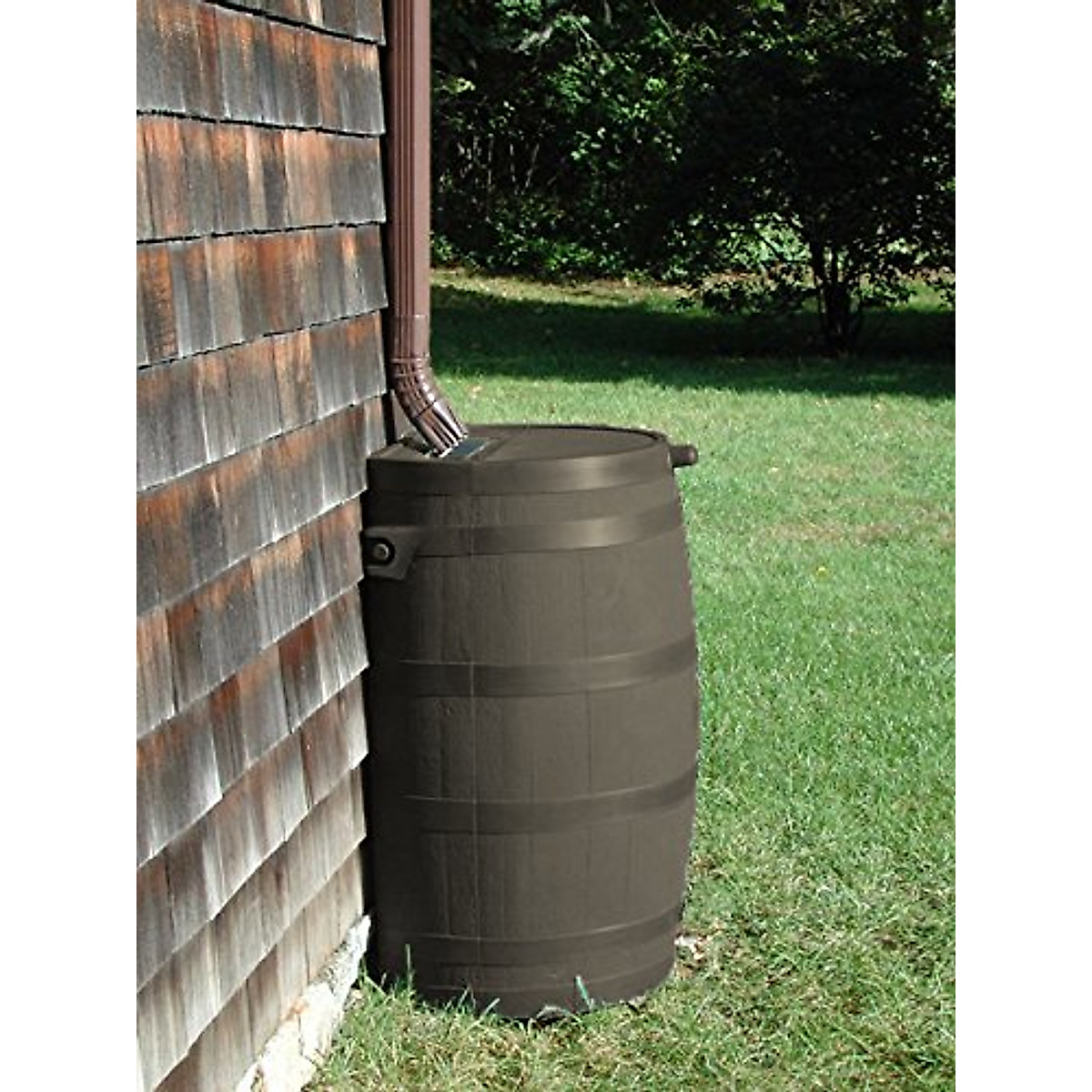 RTS Home Accents 50-Gallon Rain Water Collection Barrel with Brass Spigot, Brown
