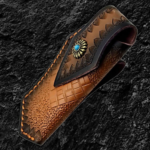 Pocket Knife Sheath,Leather Folding Knife Holder for 4.25''-5'' Knives,Knife Pouch for Buck 110,Leather Snap Knife Case,Knife Holster Belt Loop,EDC Knife Pouch Brown COHOMELARS