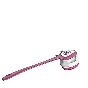 INGVY Dry Brushing Body Brush Electric Shower Brush with Long Handle Back Scrubber Body Brush for Deep Cleaning Cleansing Bathing Shower Washing (Color : Red)