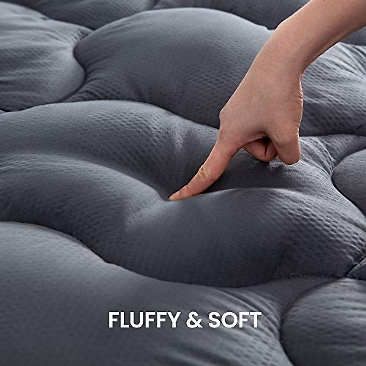 SLEEP ZONE Full Size Mattress Topper Cooling Mattress Pad Cover Fluffy Down Alternative Bed Topper 8-21 Inch Deep Pocket, Full