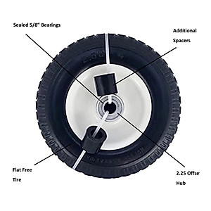 (Set of 4) 8" Flat Free Tires 2.50-4" Flat Free All Purpose Tires - Hand Truck, Dolly, Utility Cart Tire on Wheel Assembly