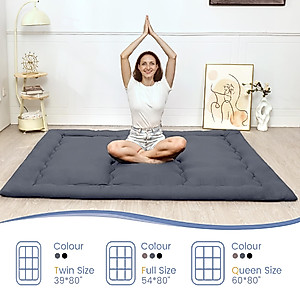 Foredawn Japanese Floor Mattress 39"x 80"Twin Size Futon Mattress, 2.5" Thicken Tatami Mat Sleeping Pad Foldable Roll Up Mattress Boys Girls Dormitory Mattress, Grey