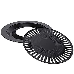 Grill Plate, Smokeless Stovetop Barbecue Grill, Korean BBQ Grill Pan, Even Heating and Easy to wash Iron Multi Pan, Nonstick Coating, Grease Drainage Hole