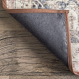 nuLOOM Jessa Faded Medallion Machine Washable Area Rug, 8' x 10', Peach