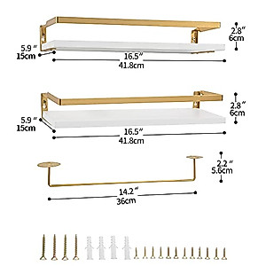 Afuly Floating Shelves White Gold Wall Shelves