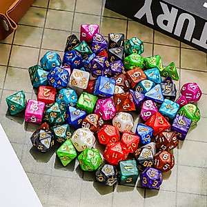 CiaraQ Polyhedral Dice Set with Black Pouches, Compatible with Dungeons and Dragons DND RPG MTG Table Games（105pcs）