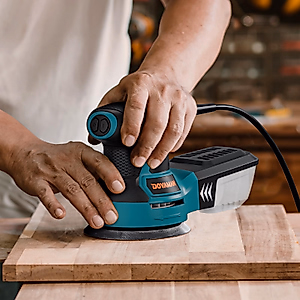 DOVAMAN ROS01A Orbital Sander, 3A Random Orbit Sander, 6 Variable Speeds, Up to 13000 rpm, 12pcs Sandpapers, 5in Sanding Pad, Dust Collection, Electric Sander Perfect for Woodworking
