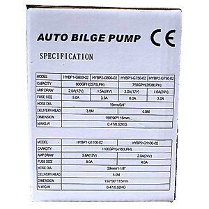 OASIS MARINE Automatic bilge pump (1100 GPH 1-1/8" hose outlet)