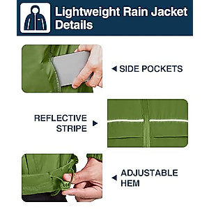 SWISSWELL Rain Jacket Men Waterproof Windbreaker, Lightweight Hooded Raincoat for Daily Casual