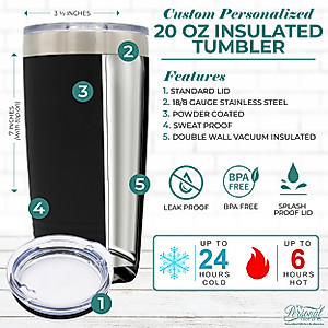 My Personal Memories Customized Personalized Stainless Steel Travel Tumbler with Lid - Engraved Double-Wall Vacuum Insulated for Him, Her Your Custom Text (20 oz, Black)