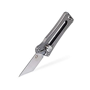 RovyVon V20 Titanium Utility Knife,Razor Blade Replaceable Knife,with Bottle Opener Keychain EDC Tool for Outdoor Hiking Camping (Gray)