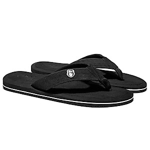 NeedBo Women's Flip Flops Thong Sandals Comfortable Lightweight Beach Sandal (8 M US, Black/Black)