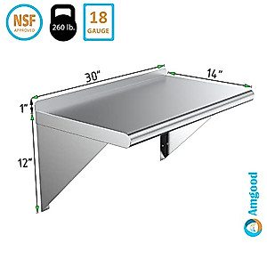 Universal WS1430 - Stainless Steel Wall Shelf - 14" X 30"