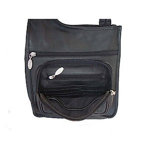 Conceal and Carry Black Leather Purse Compact Design but Highly Efficient includes Built-in Wallet and Locking Zipper for weapon security "The Lisa"