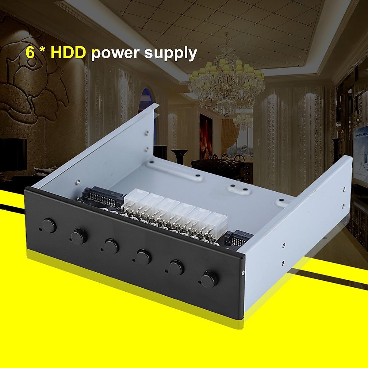 Hard Disk Power Switch, SATA Drive Switch Plastic + Metal Power Switch with 6 Self-Locking Switches SATA Switch, Hard Drive Selector for Desktop Computer for PC