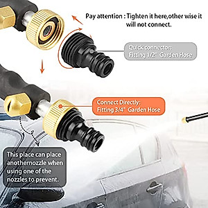 Portable Hydro Jet High Pressure Power Washer Gun Pressure Washer Wand Extension, Hydrojet Pressure Washer Gun with 3 Hose Nozzles - High Pressure Hose Attachment for Garden Hose and Car Washing