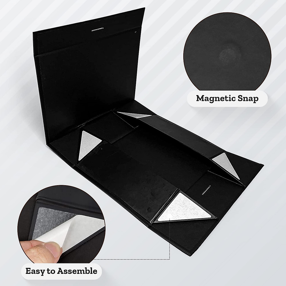 AJH3 ESSENTIALS Deluxe Gift Box: Elegant 10.5x7.5x3.1 Inches Box with Ribbon and Magnetic Closure - Great for All Occasions (1 Pack) (Black)