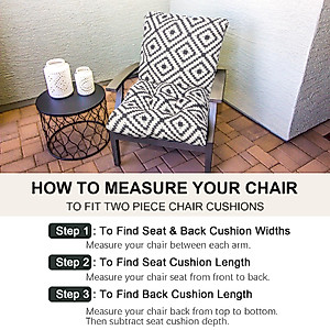 Barydat 4 Pcs Outdoor Patio Chair Cushions, 19.7 x 39.4 Inch Black and White Grid Square Dining Seat Back Chair Cushions with Tie Buffalo Plaid Indoor Outdoor Cushions for Patio Furniture