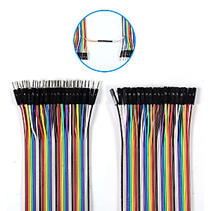120Pcs Breadboard Jumper Wire Multicolored Wire Ribbon Cables Kit 20CM 40 Pin Male to Female Multicolored Ribbon Cables
