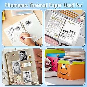 Phomemo White Self-Adhesive Thermal Paper, Glossy Printable Sticker Paper for Phomemo M02/M02 Pro/M02S/M03 Bluetooth Pocket Mobile Printer, Black on White, 50mm x 3.5m, Diameter 30mm, 3-Rolls